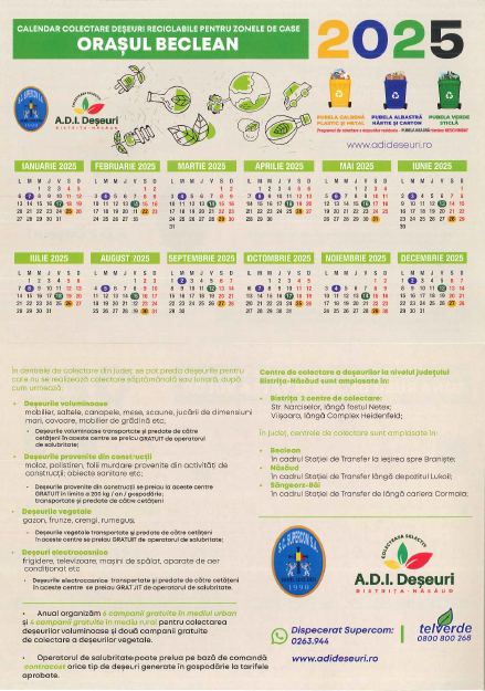 Program colectare deșeuri – Anunț Supercom pentru anul 2025 – Primaria ...